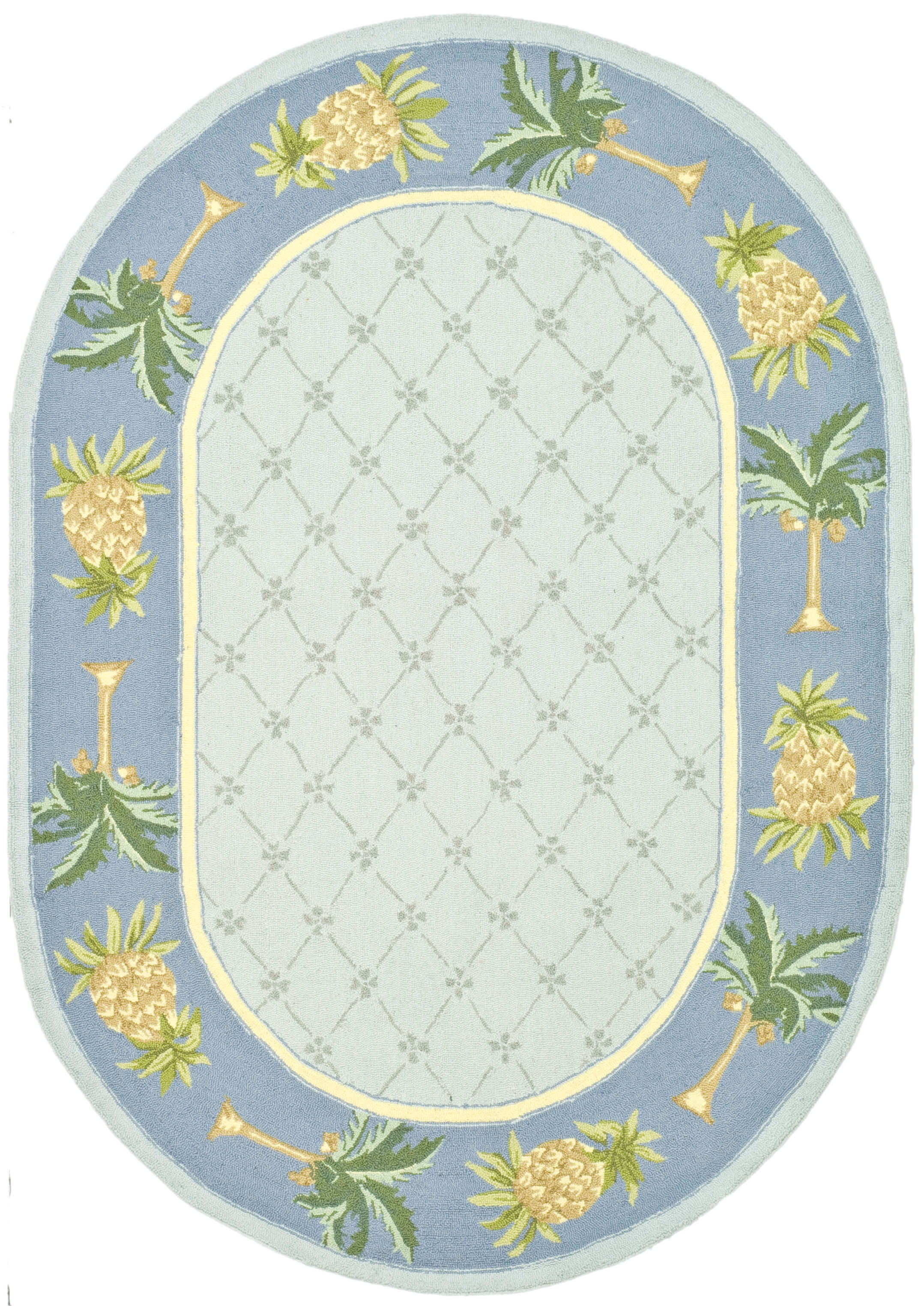 SAFAVIEH Chelsea Imani Palm Tree Pineapple Lovers Wool Area Rug, Light ...