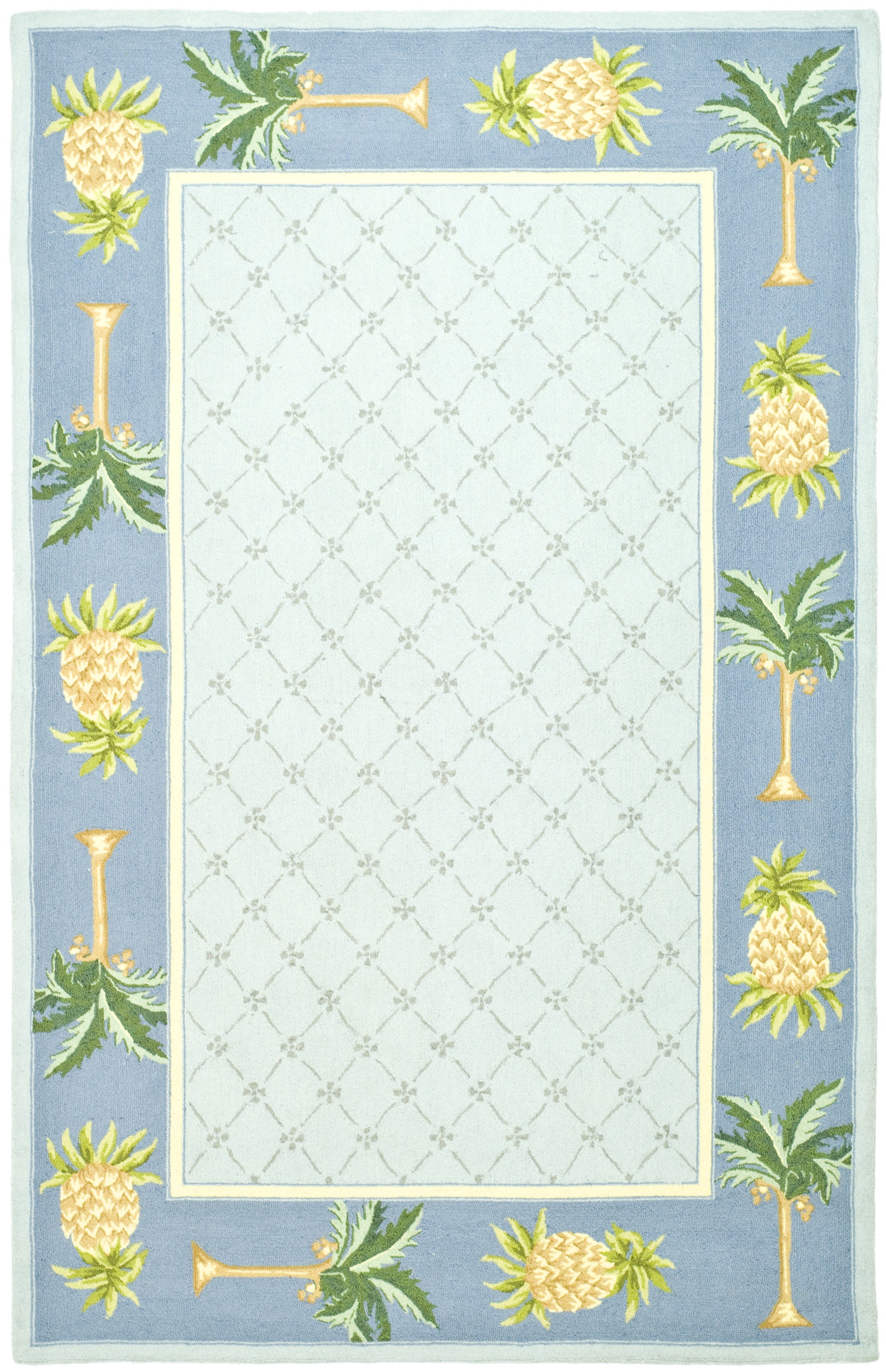 SAFAVIEH Chelsea Imani Palm Tree Pineapple Lovers Wool Area Rug, Light ...