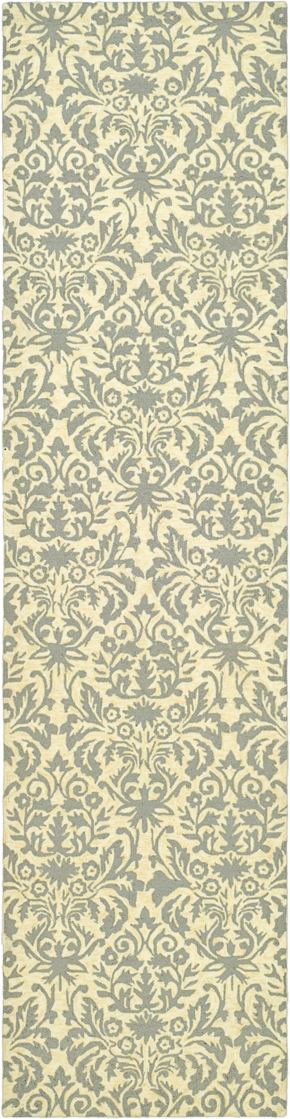 SAFAVIEH Chelsea Jackalyn Damask Wool Runner Rug, Beige Yellow/Grey, 2 ...