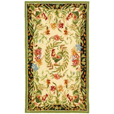 SAFAVIEH Chelsea Elinor Rooster Novelty Wool Area Rug, Ivory/Black, 3 ...