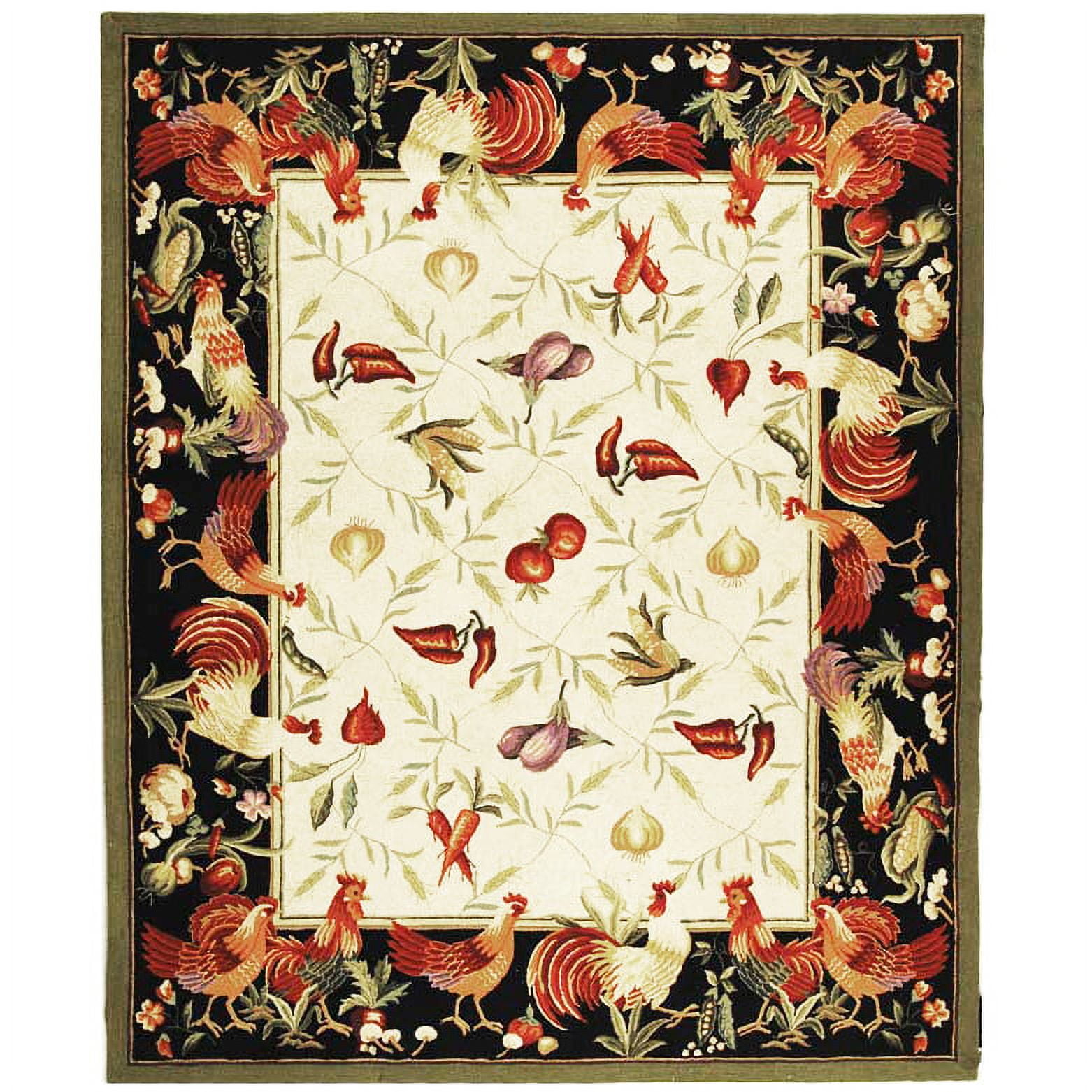 SAFAVIEH Chelsea Shelton Rooster Wool Area Rug, Ivory/Black, 7'9" x 9'9 ...
