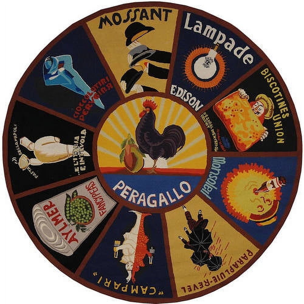 SAFAVIEH Chelsea Vintage Rooster Wool Area Rug, Black, 3' x 3' Round ...