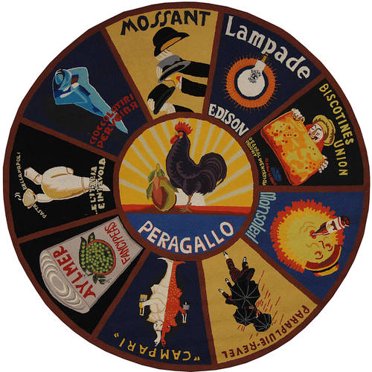 SAFAVIEH Chelsea Vintage Rooster Wool Area Rug, Black, 3' x 3' Round ...