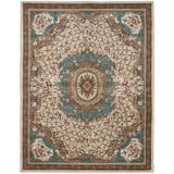 SAFAVIEH Classic Chandler Floral Bordered Wool Area Rug, Ivory/Light ...