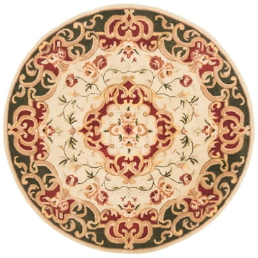 SAFAVIEH Micro-Loop Britton Floral Bordered Wool Area Rug, Pink/Ivory ...