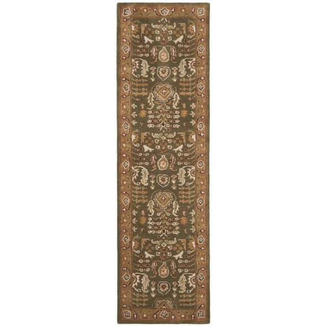 SAFAVIEH Classic Eleanora Traditional Wool Runner Rug, Light Green/Gold ...