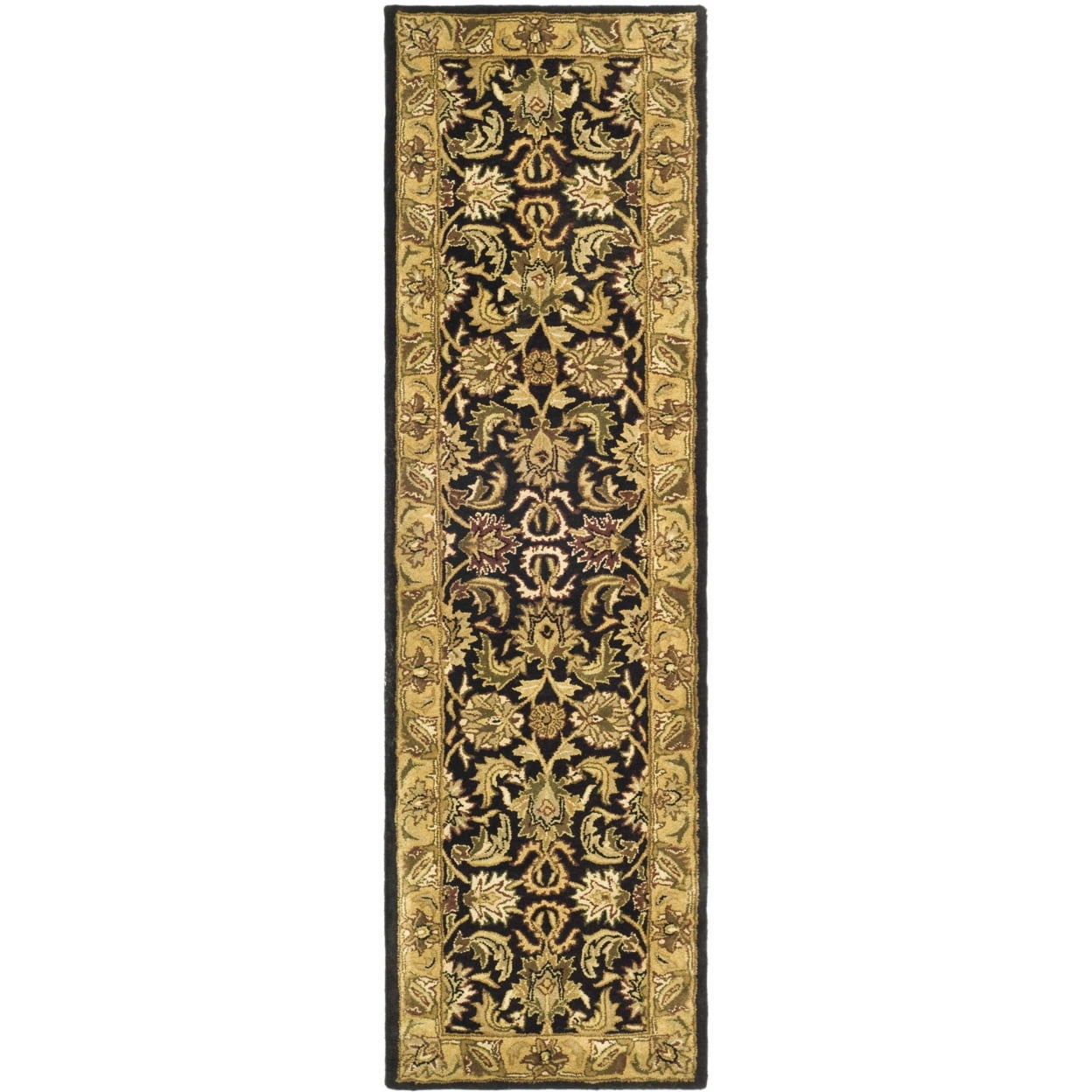 SAFAVIEH Classic Holly Floral Bordered Wool Runner Rug, Black/Gold, 2'3 ...