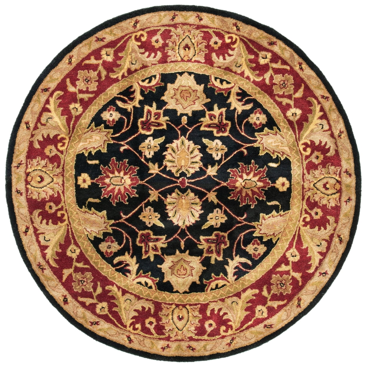 SAFAVIEH Classic Karolina Floral Bordered Wool Area Rug, Black/Burgundy ...