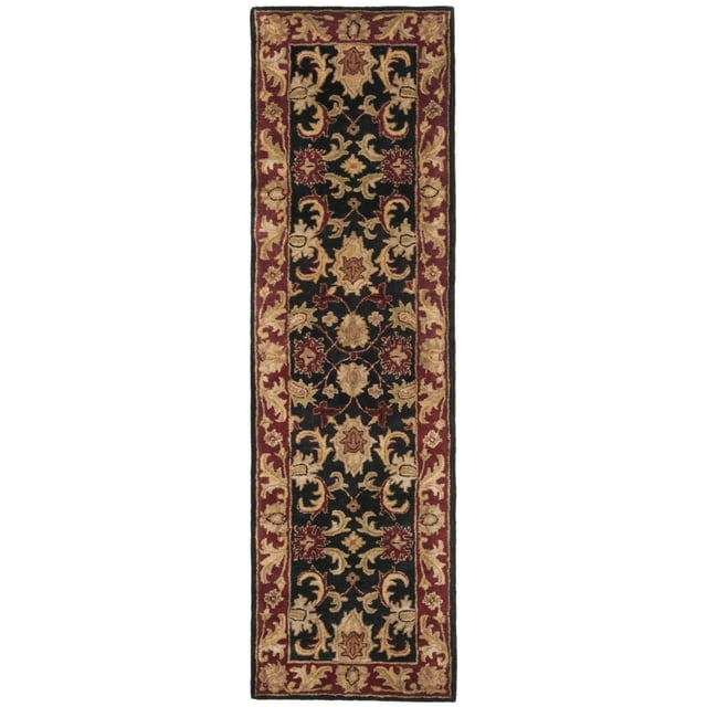 SAFAVIEH Classic Karolina Floral Bordered Wool Runner Rug, Black ...