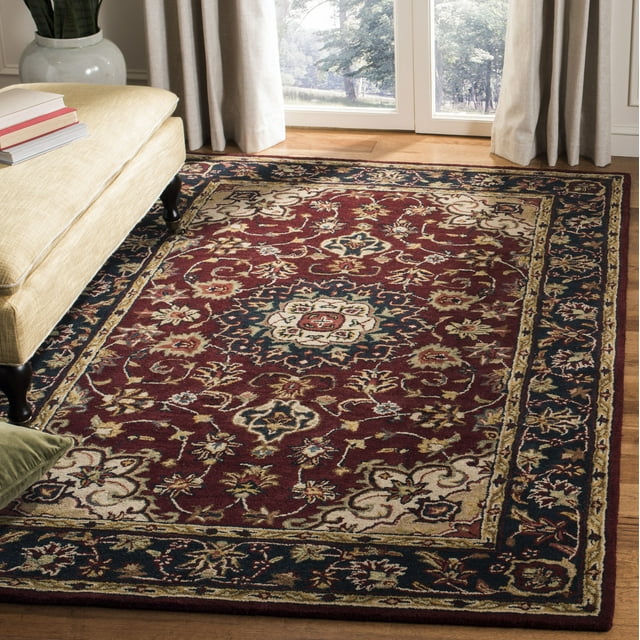 SAFAVIEH Classic Kennet Traditional Wool Area Rug, Burgundy/Navy, 4' x ...