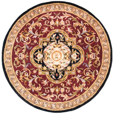 SAFAVIEH Micro-Loop Britton Floral Bordered Wool Area Rug, Pink/Ivory ...