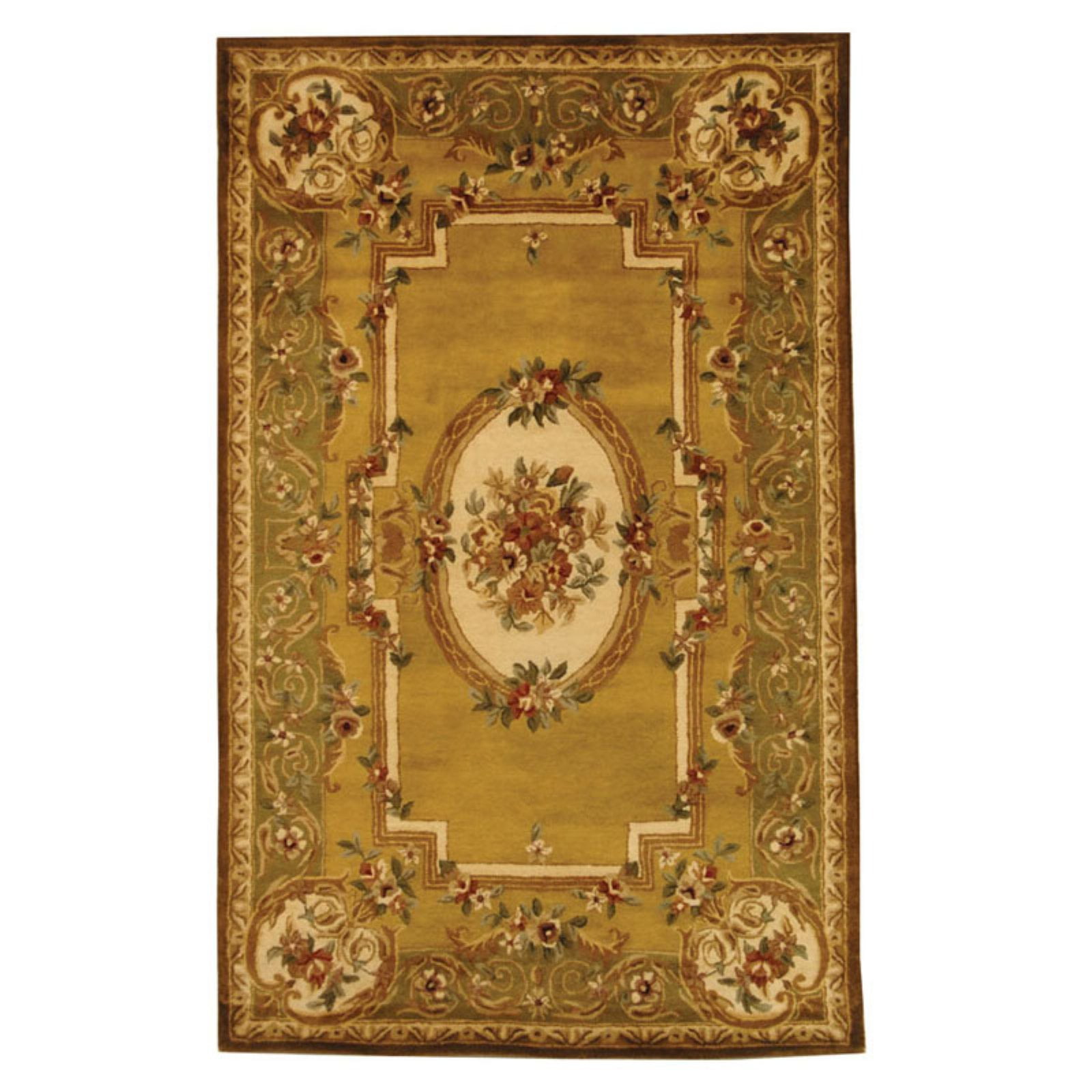 SAFAVIEH Classic Thomasina Floral Wool Runner Rug, Light Gold/Green, 2 ...