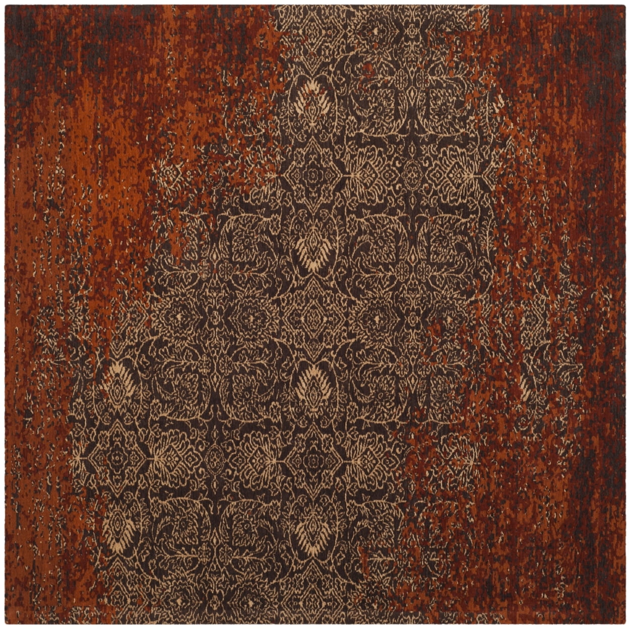 SAFAVIEH Classic Vintage Adelaide Abstract Area Rug, Rust/Brown, 6' x 6 ...