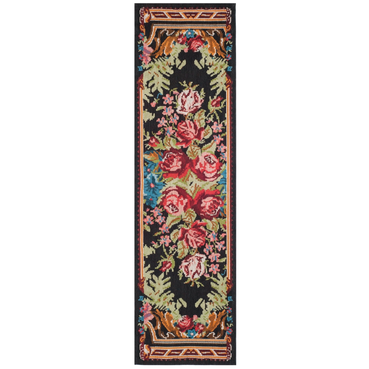 SAFAVIEH Classic Vintage Alec Floral Runner Rug, Black/Multi, 2'3" x 10 ...