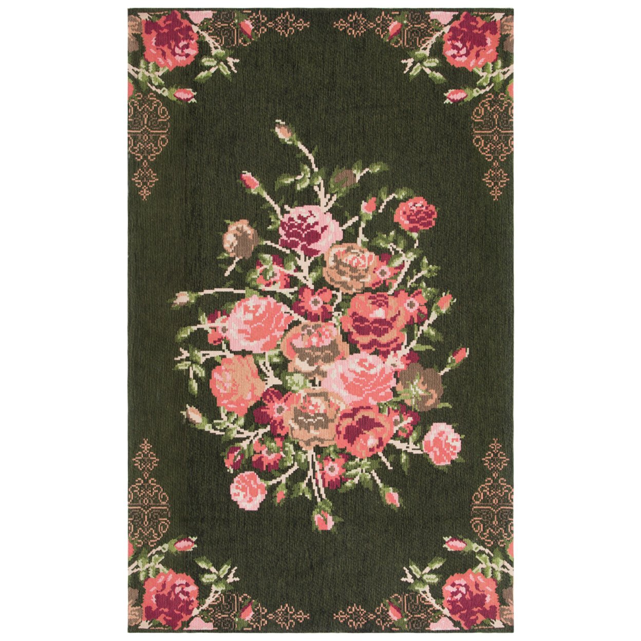 SAFAVIEH Isabella Zander Floral Bordered Area Rug, Cream/Beige, 5'3" x ...