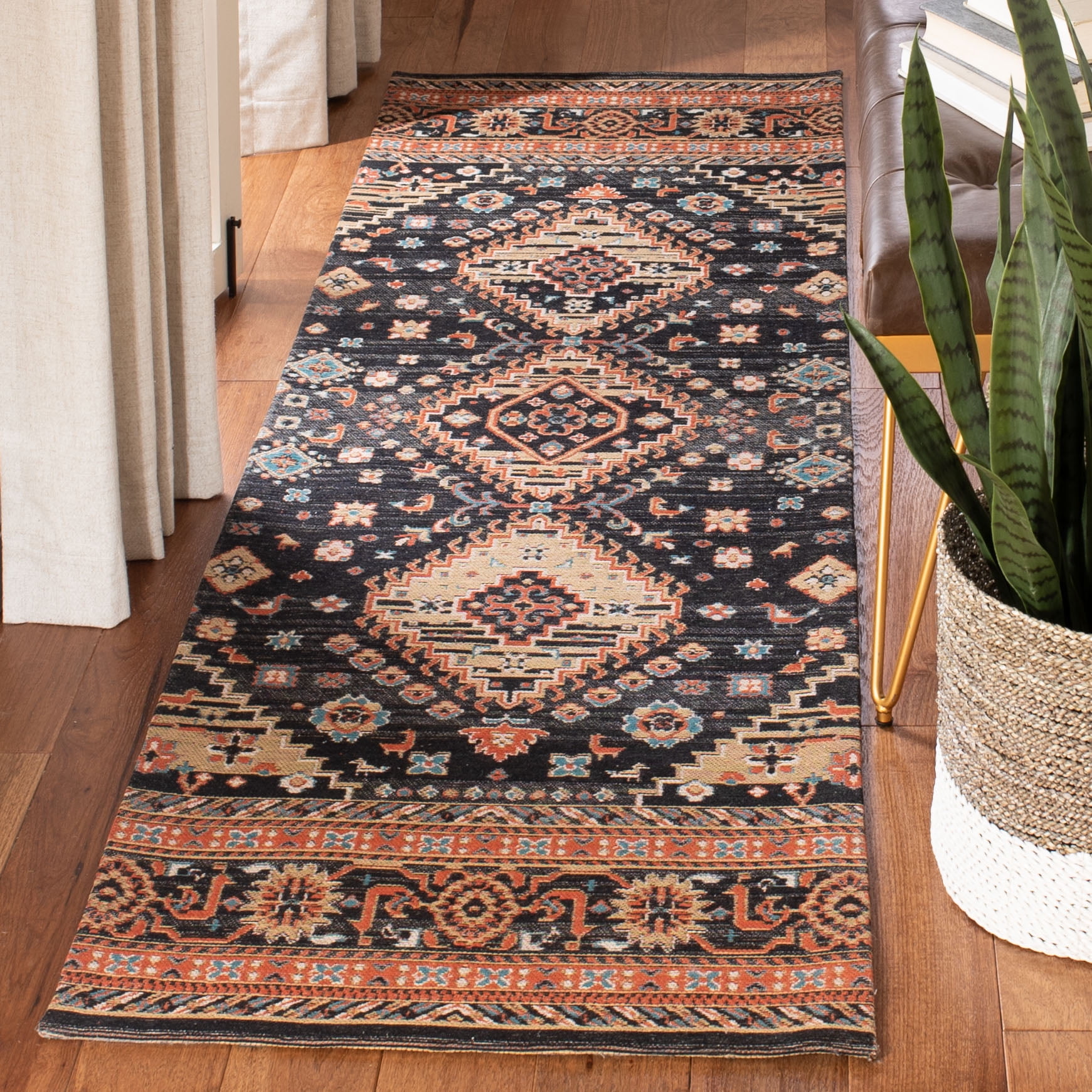 SAFAVIEH Classic Vintage Serrena Floral Bordered Polyester Runner Rug ...