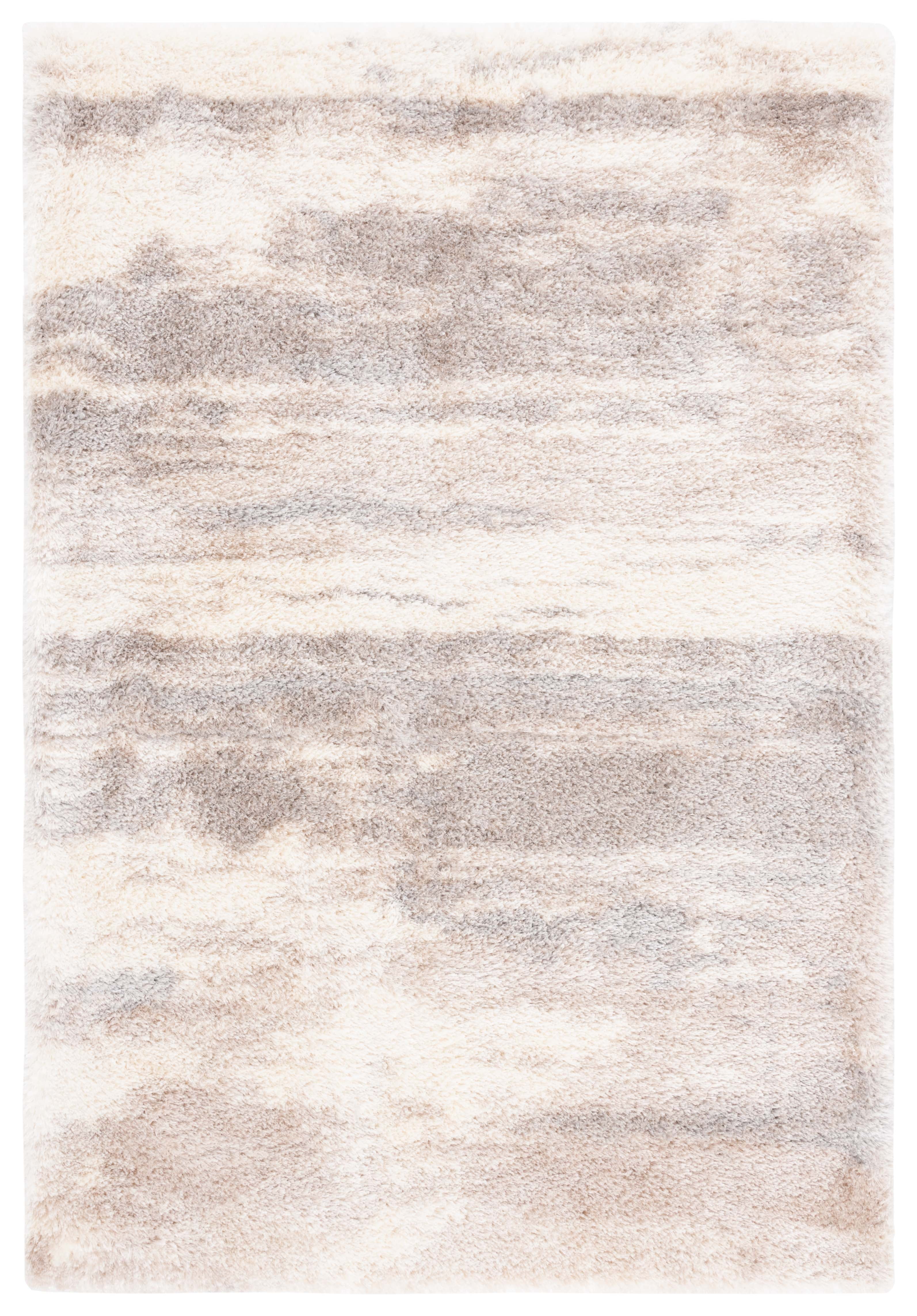 SAFAVIEH Cloud Hiram Distressed Polyester Shag Area Rug, Ivory/Grey, 4 ...