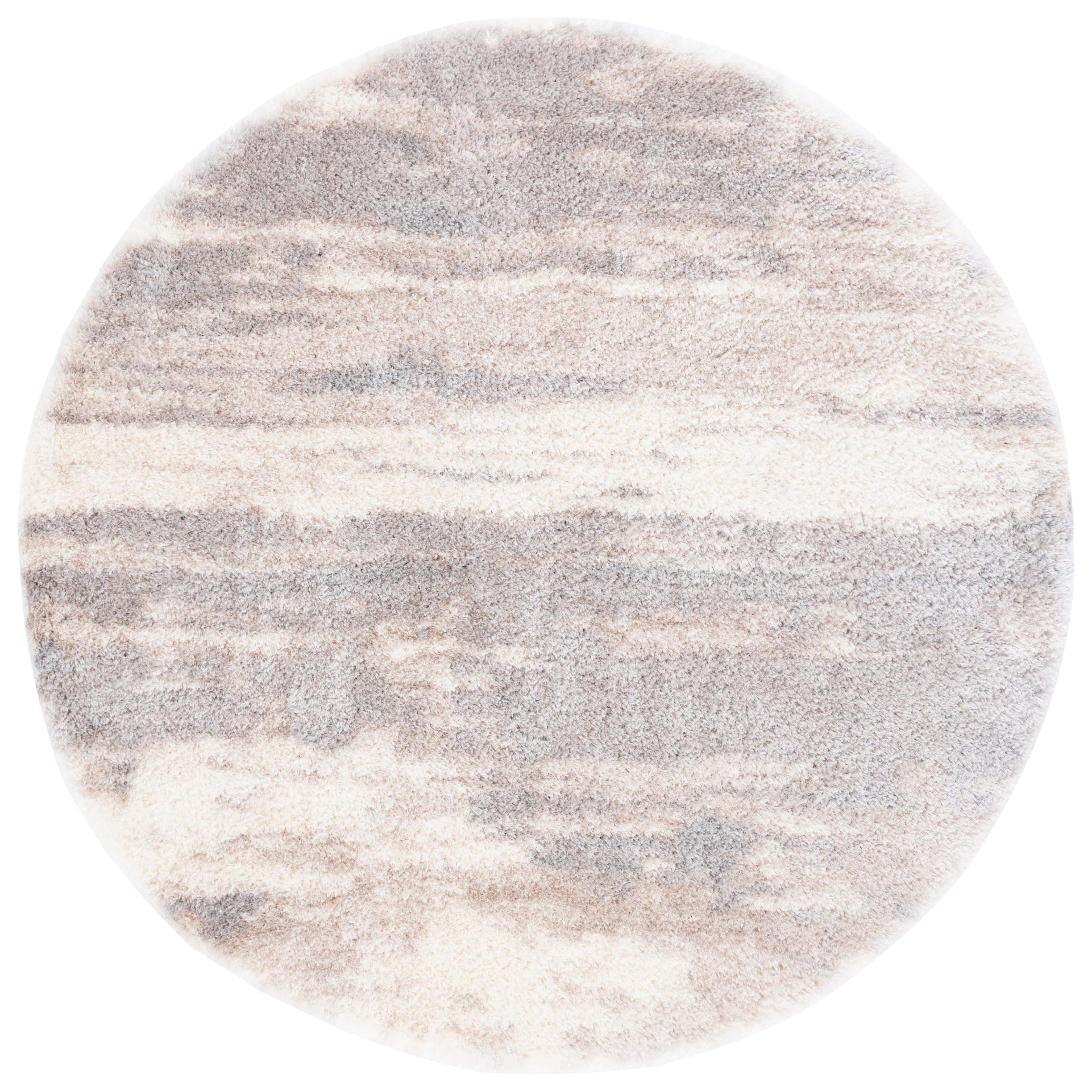 SAFAVIEH Cloud Hiram Distressed Polyester Shag Area Rug, Ivory/Grey, 6 ...