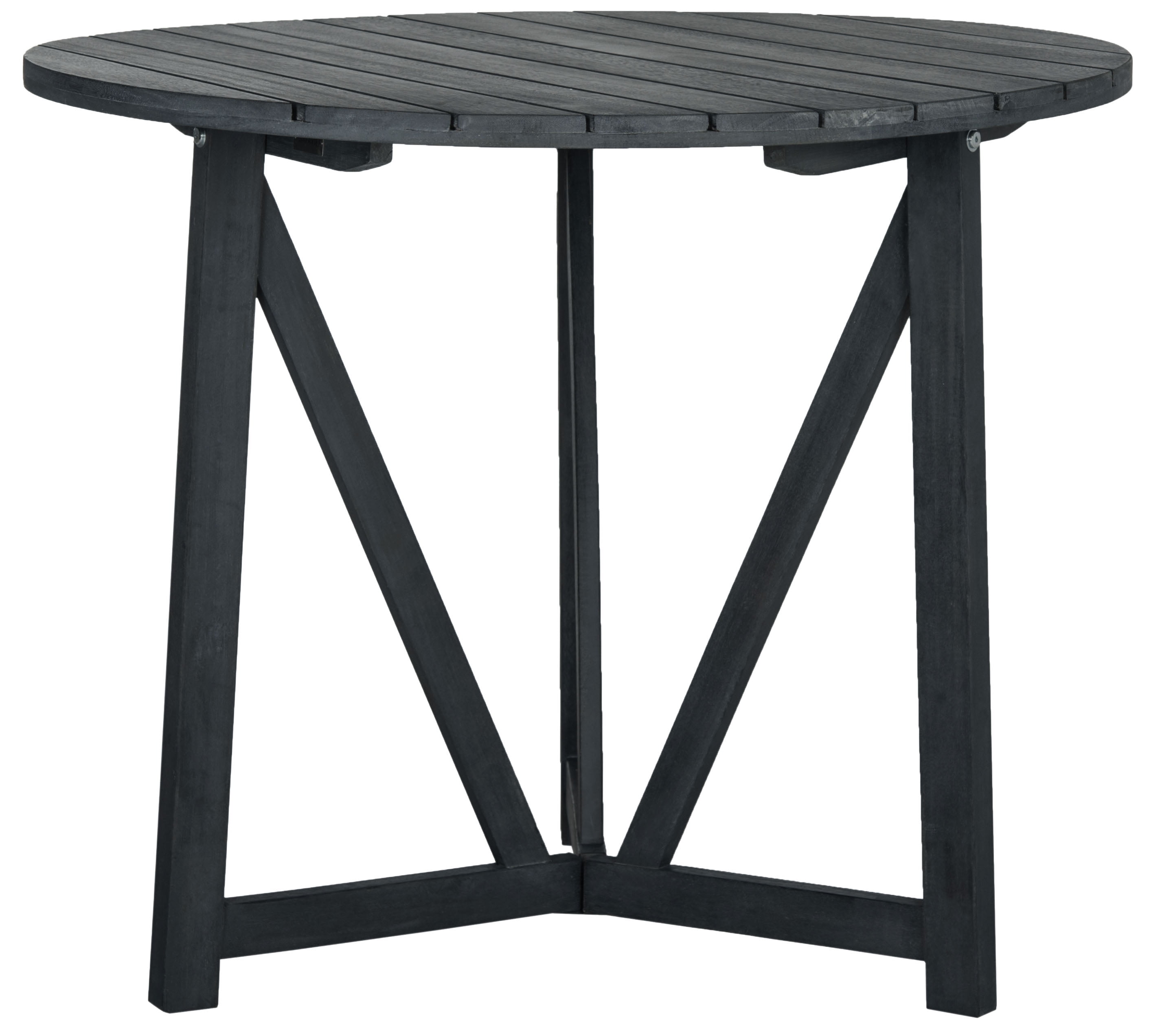 SAFAVIEH Cloverdale Transitional Outdoor Patio Round Table, Dark Slate ...