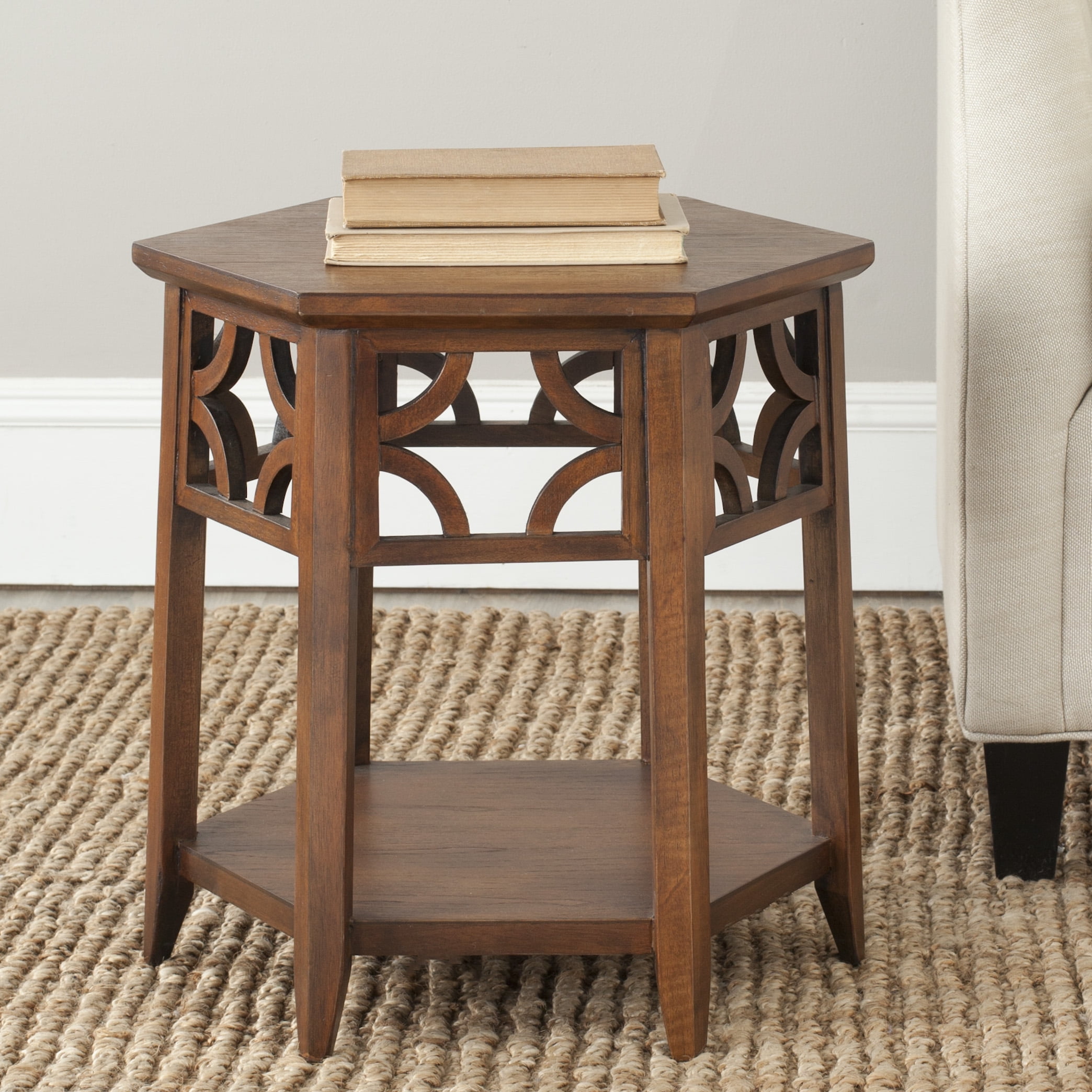 Free Shipping! Safavieh Connor Hexagon End Table with Shelf Brown Wood ...