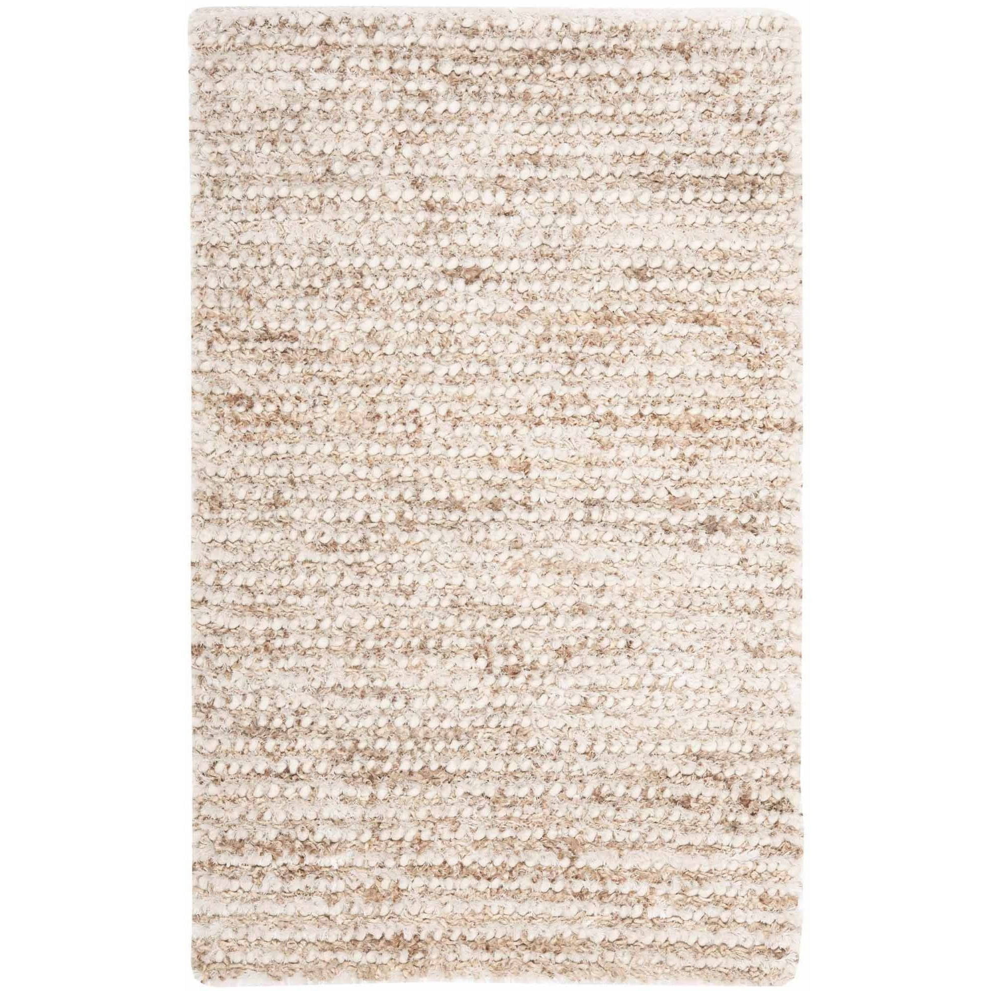 SAFAVIEH Constance Braided Plush Shag Area Rug, White/Beige, 2'3" x 4 ...