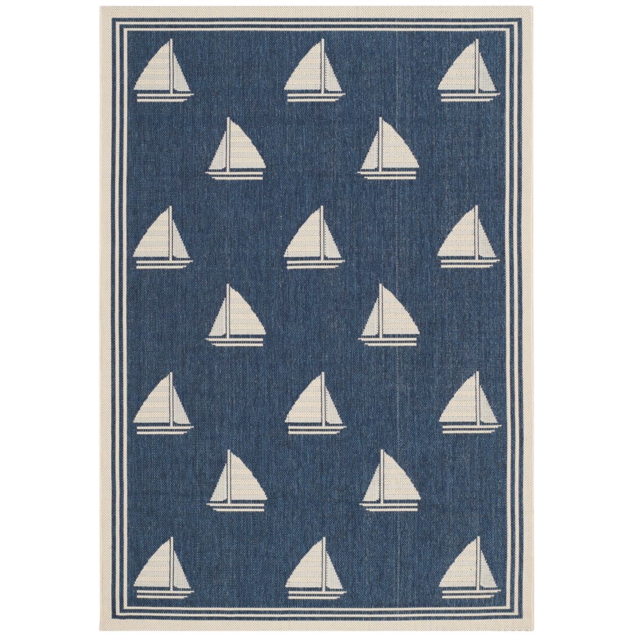 SAFAVIEH Courtyard Ainsley Sailboat Indoor/Outdoor Area Rug, Navy/Beige ...