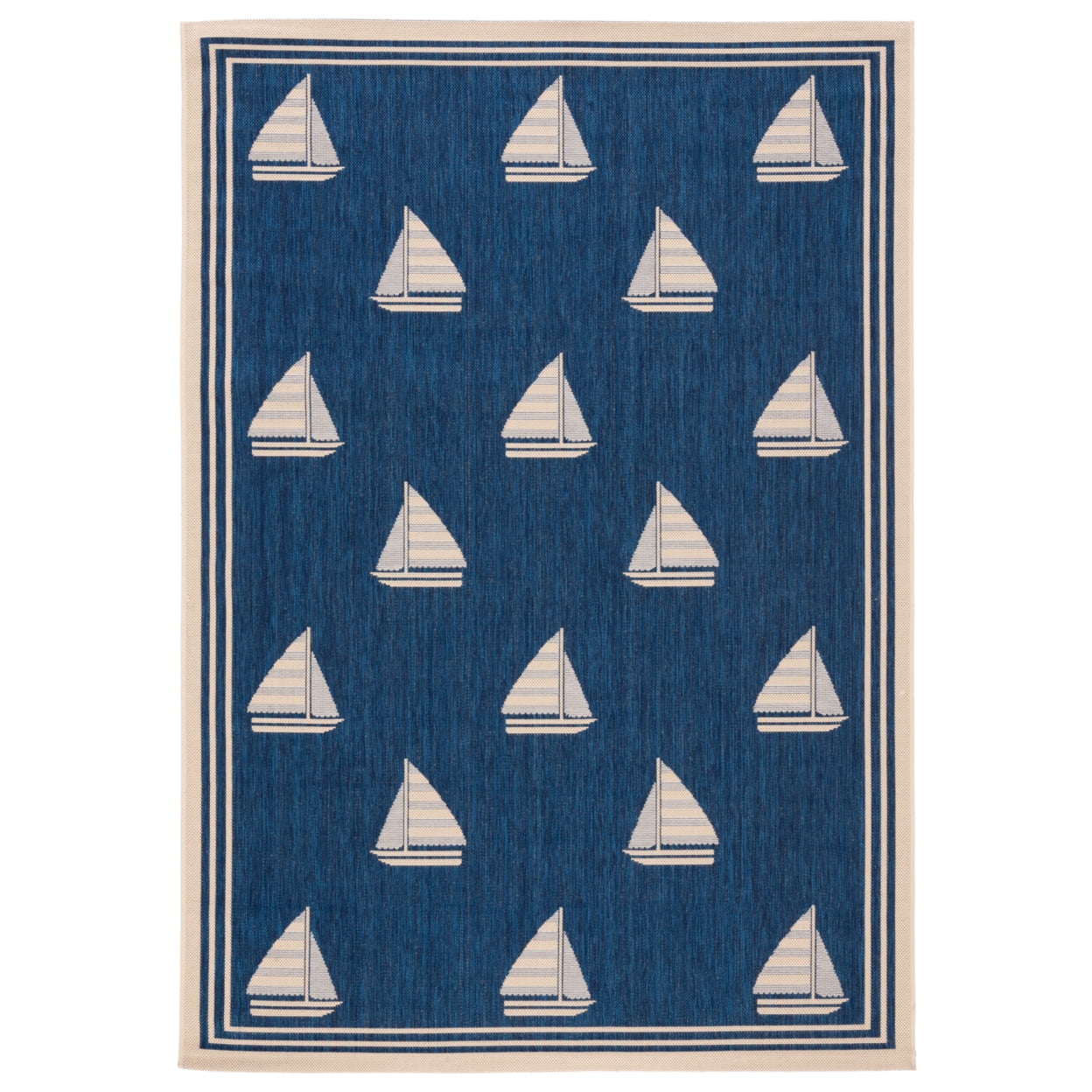 SAFAVIEH Courtyard Ainsley Sailboat Indoor/Outdoor Area Rug, Navy/Beige ...