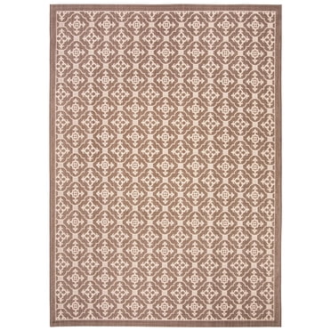 SAFAVIEH Courtyard Eustacia Geometric Indoor/Outdoor Area Rug, Brown ...