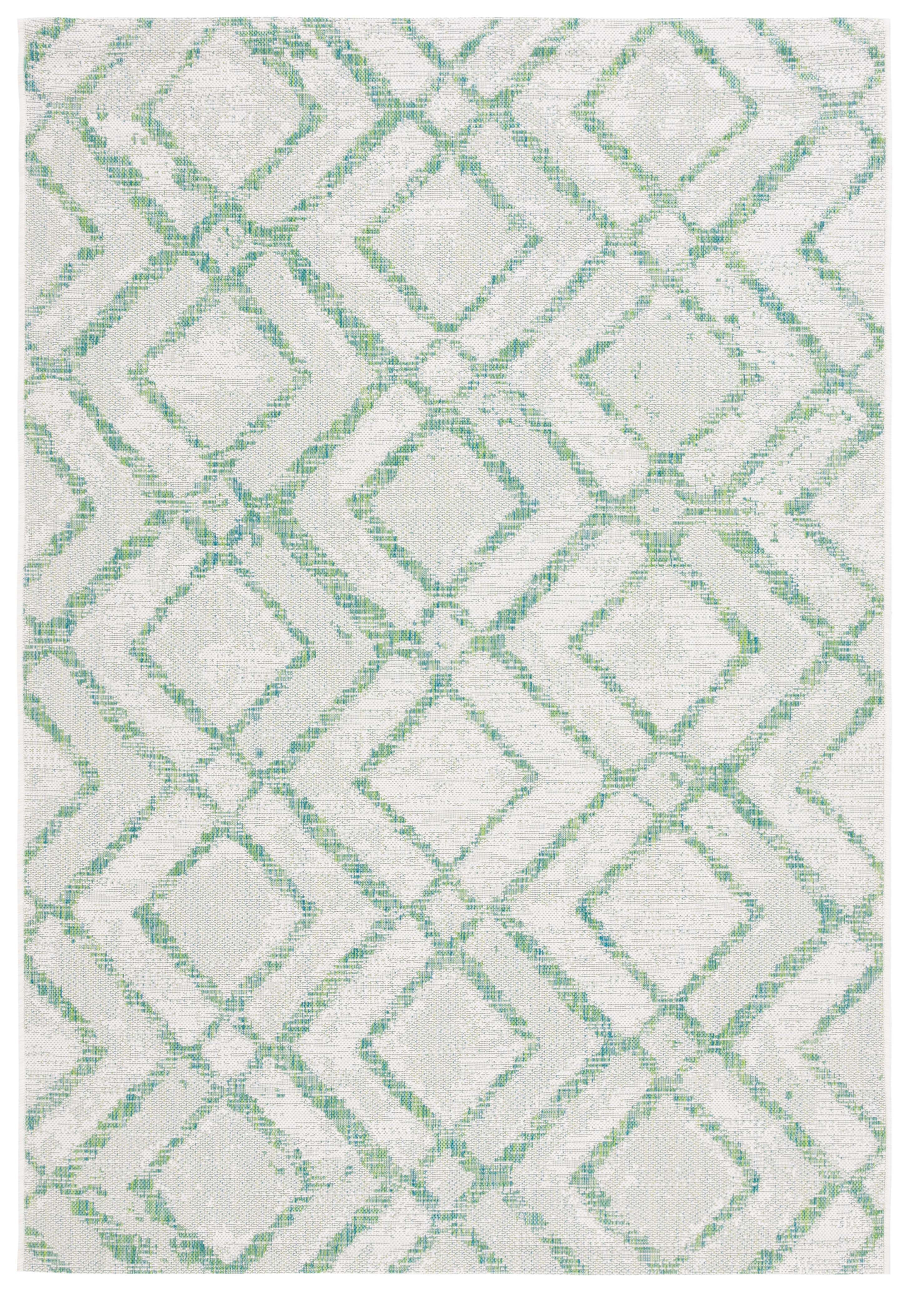 SAFAVIEH Courtyard Alexa Geometric Indoor/Outdoor Area Rug, Ivory/Green ...