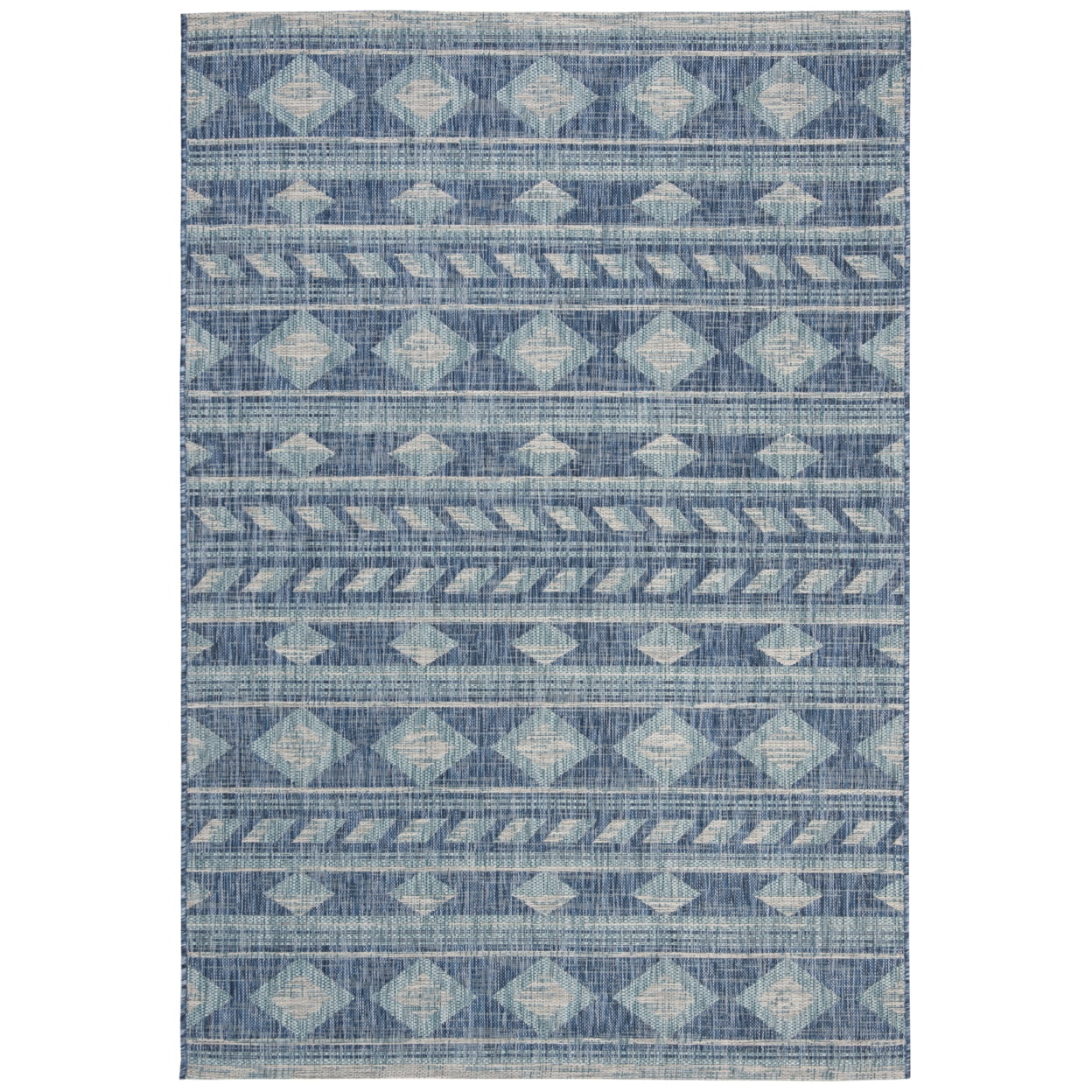 SAFAVIEH Courtyard Allycia Geometric Indoor/Outdoor Area Rug, Navy/Aqua ...