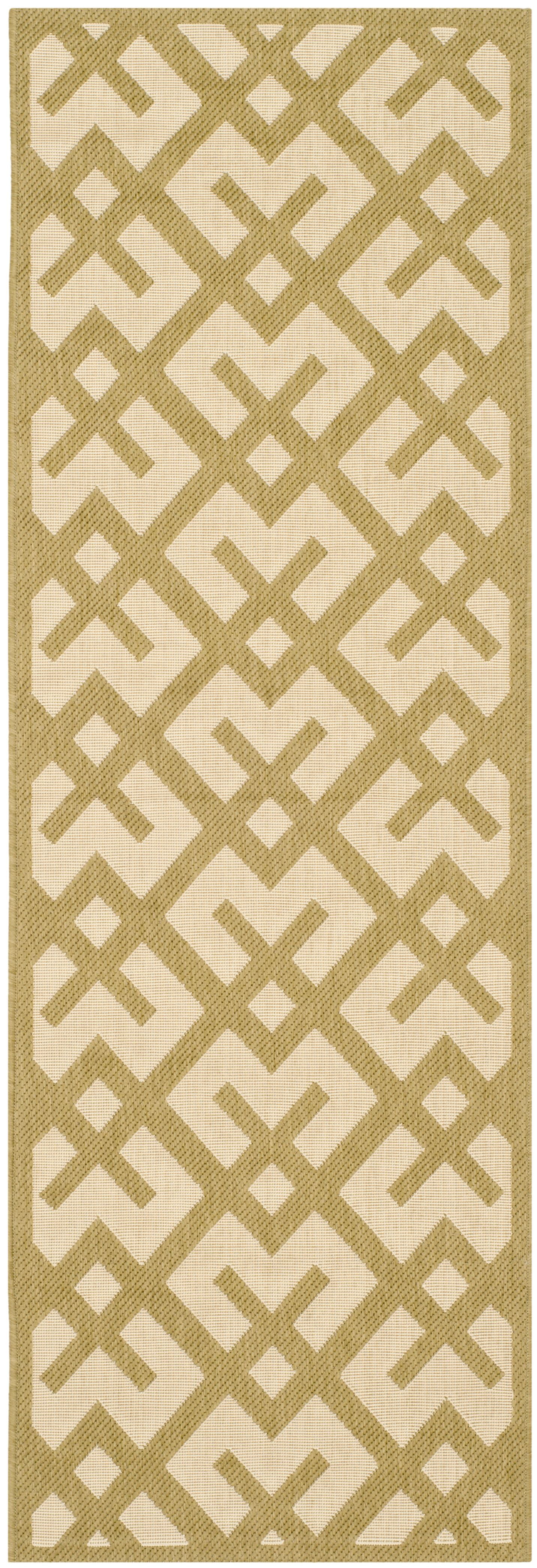 SAFAVIEH Courtyard Alvin Geometric Indoor/Outdoor Runner Rug, 2'3" x 6 ...