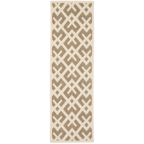 SAFAVIEH Courtyard Alvin Geometric Indoor/Outdoor Runner Rug, 2'4" x 14 ...