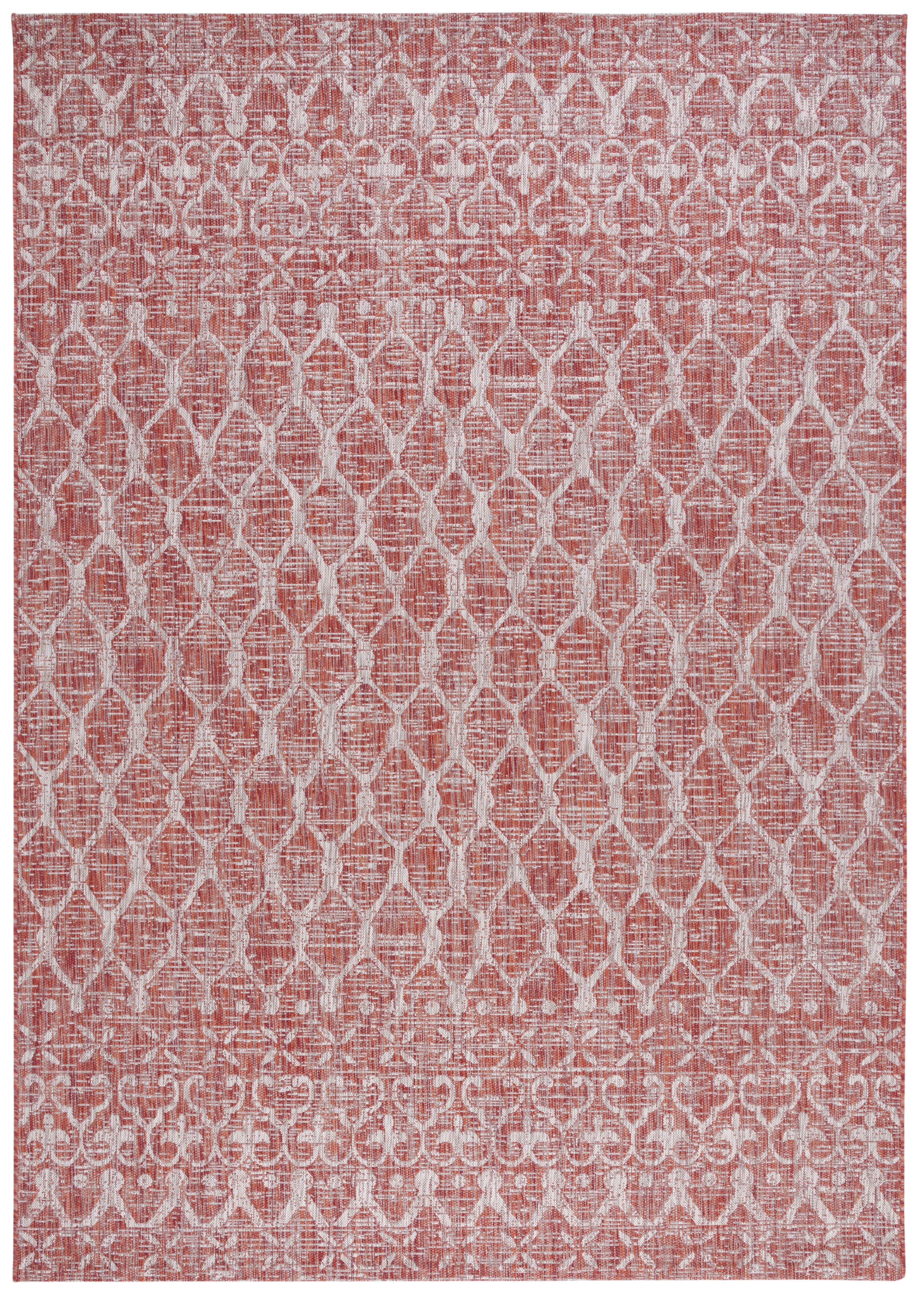 SAFAVIEH Courtyard Anson Geometric Indoor/Outdoor Area Rug, Rust/Grey ...