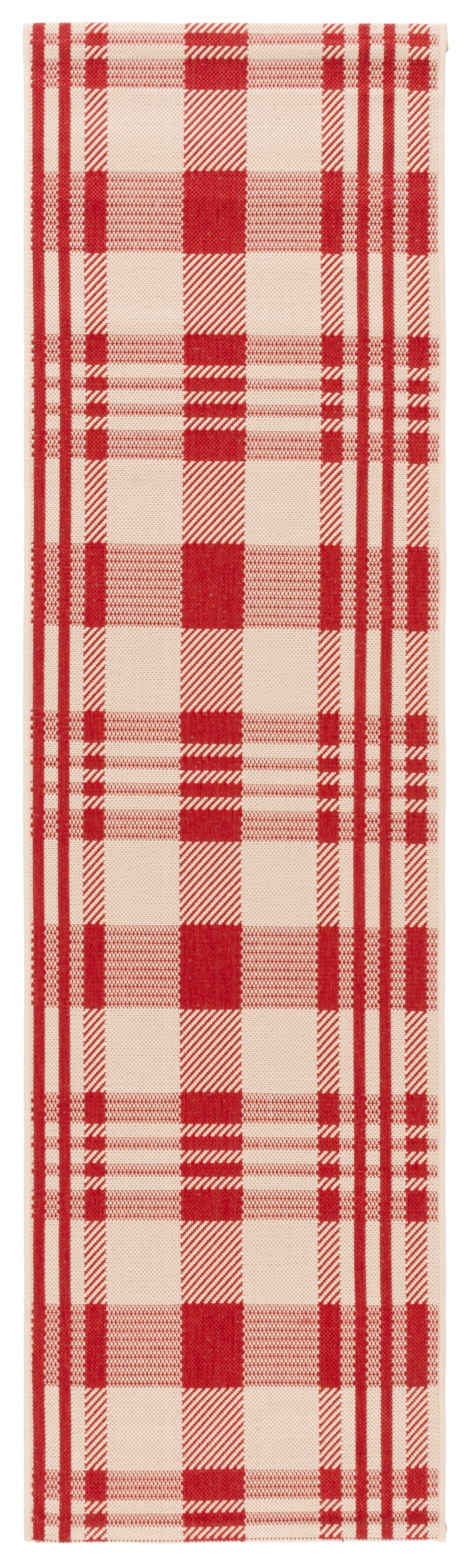 Safavieh Courtyard Benjamin Plaid Indoor/Outdoor Runner Rug, Red/Bone ...