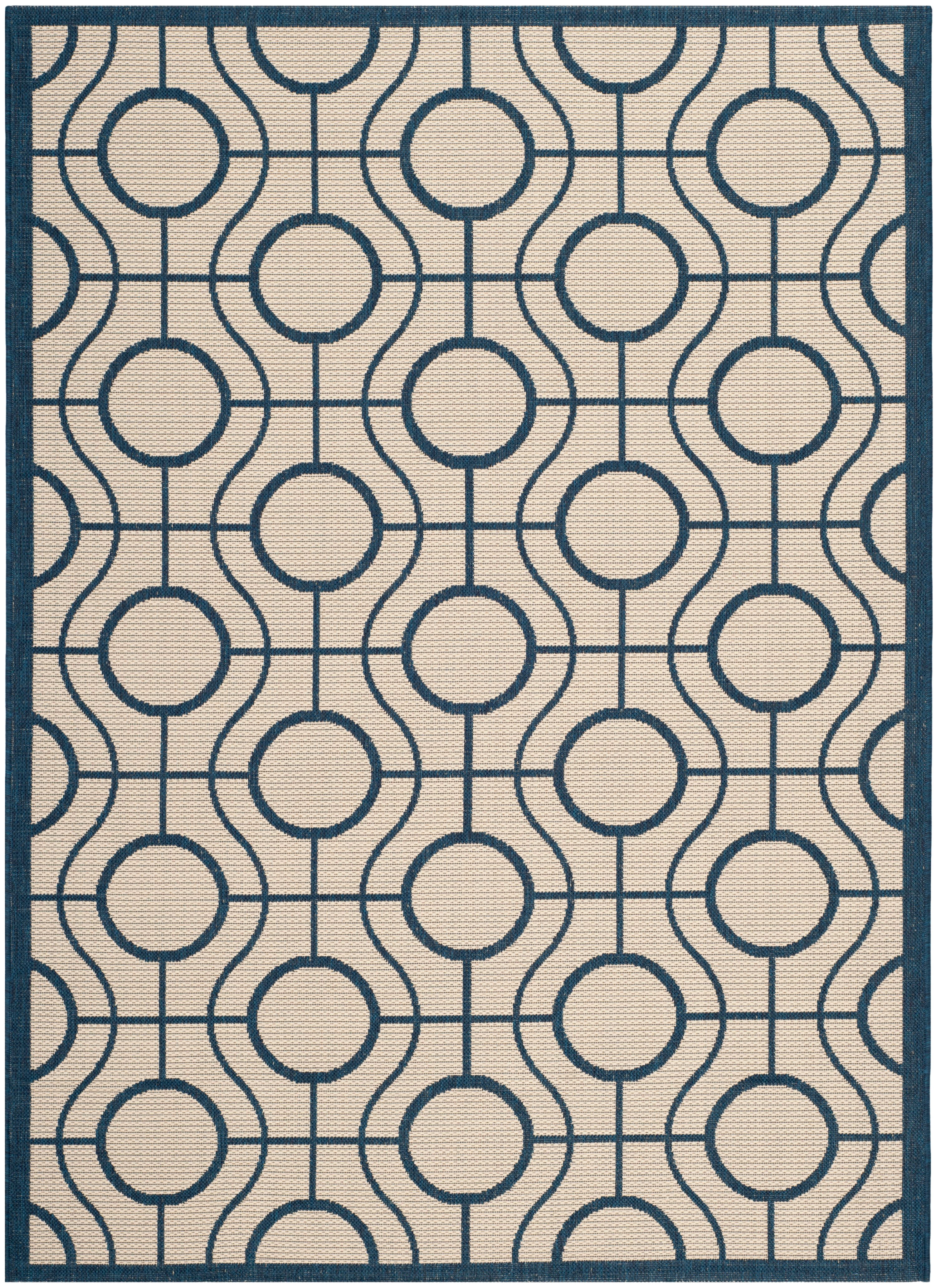 SAFAVIEH Courtyard Brian Geometric Indoor/Outdoor Area Rug, Beige/Navy ...