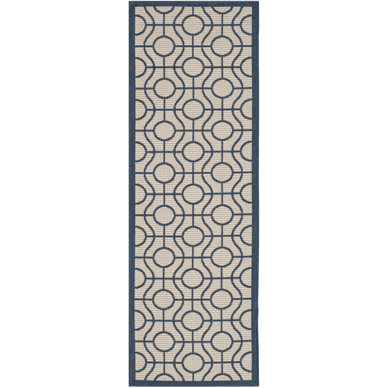 SAFAVIEH Courtyard Brian Geometric Indoor/Outdoor Runner Rug, Beige ...