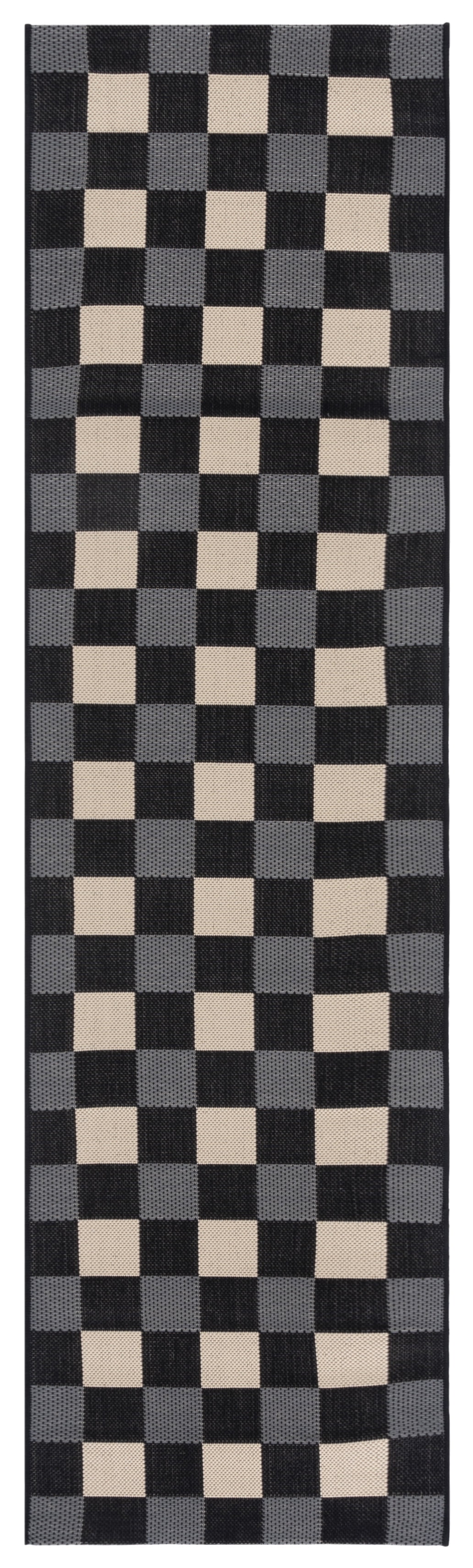 Safavieh Courtyard Caitriona Checkered Indooroutdoor Runner Rug Blackbeige 23 X 5