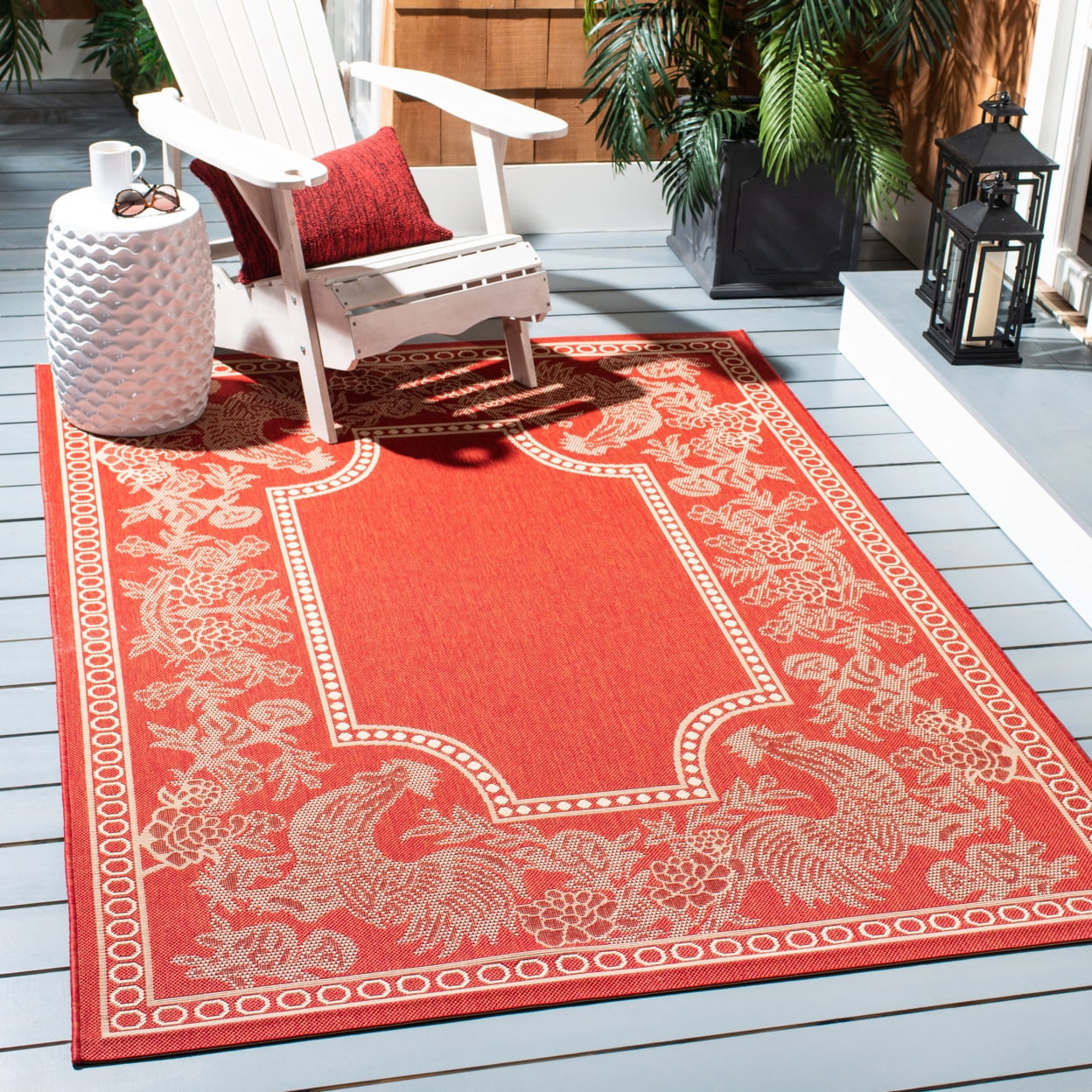 SAFAVIEH Courtyard Claire Rooster Indoor/Outdoor Area Rug, 6'7" x 6'7 ...