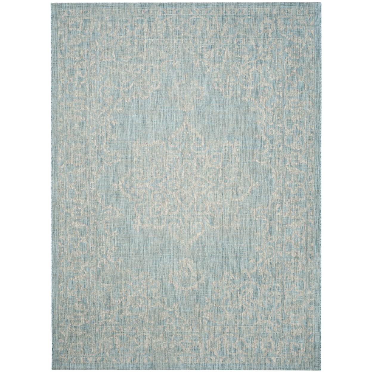SAFAVIEH Courtyard Clodagh Medallion Indoor/Outdoor Area Rug, Aqua/Grey ...