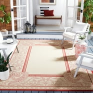 SAFAVIEH Courtyard Naomi Geometric Indoor/Outdoor Area Rug, Beige/Red ...