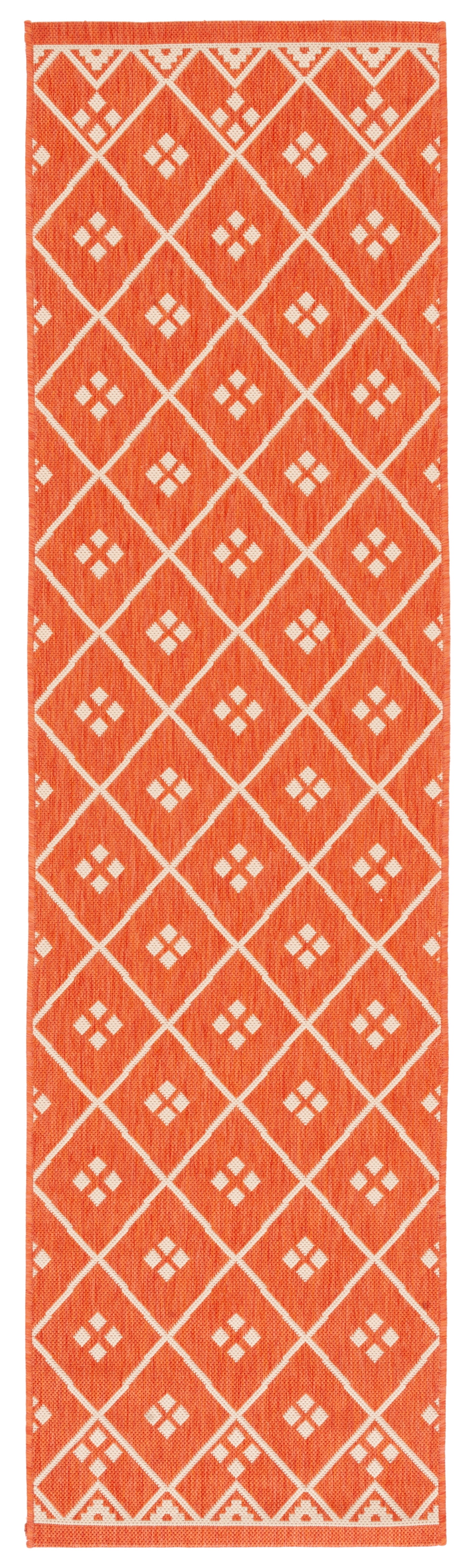 SAFAVIEH Courtyard Cori Bordered Indoor/Outdoor Runner Rug, Terracotta ...