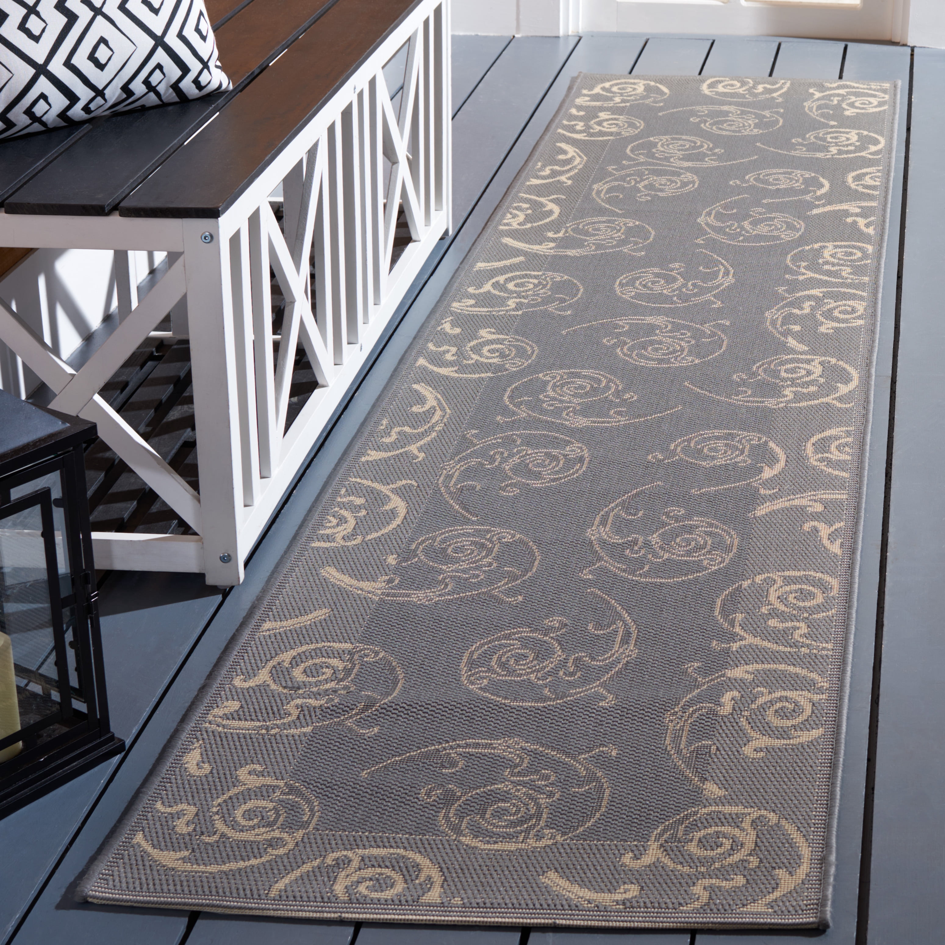 Safavieh Courtyard Daniel Oriental Indoor/Outdoor Runner Rug, Gray ...