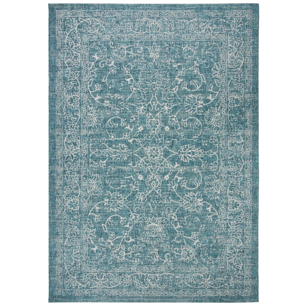 SAFAVIEH Indoor/Outdoor Courtyard Turquoise Area Rug, 6'7" x 9'6 ...