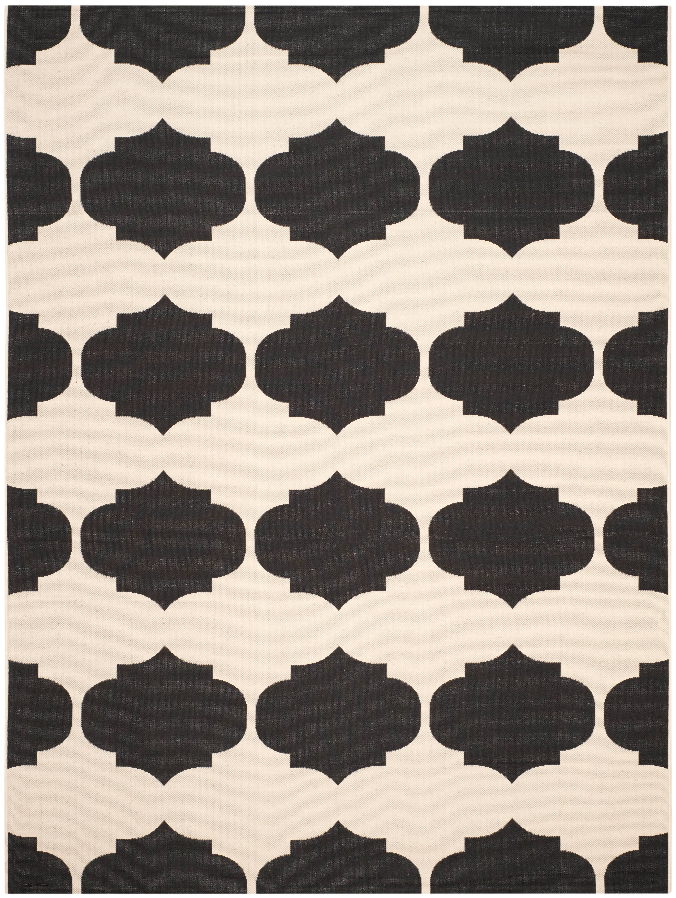 SAFAVIEH Courtyard Elwyn Geometric Indoor/Outdoor Area Rug, Beige/Black ...