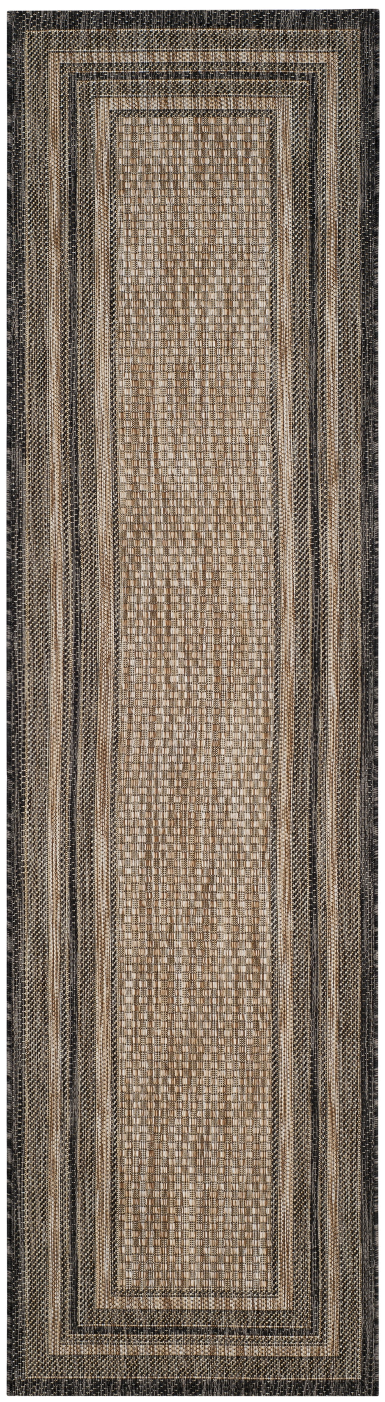 Safavieh Courtyard Ercan Bordered Indoor/Outdoor Runner Rug, Natural ...