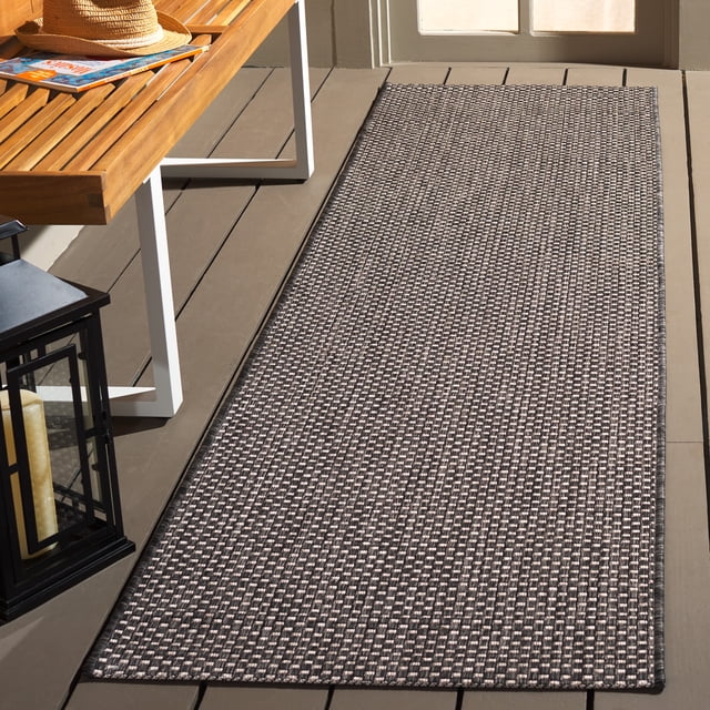 Safavieh Courtyard Finnian Solid Indoor/Outdoor Runner Rug, Black/Beige ...