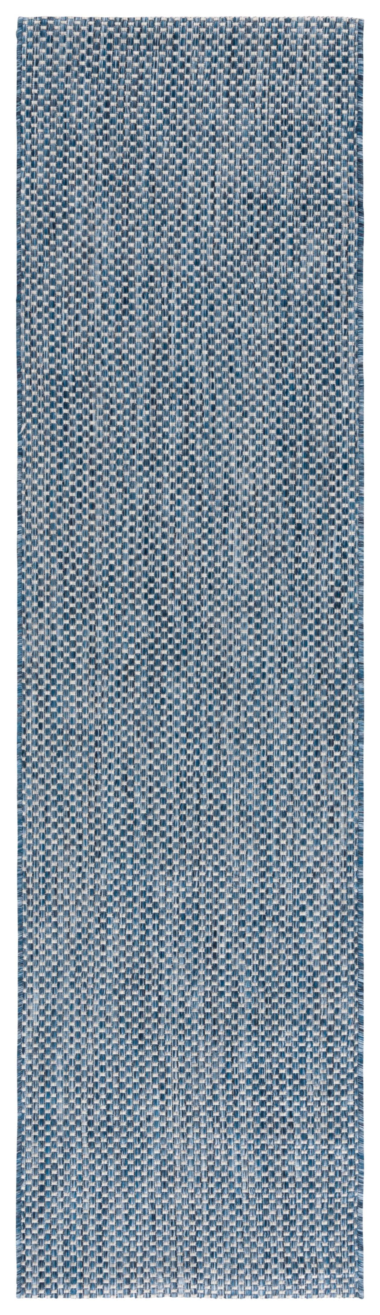 SAFAVIEH Courtyard Finnian Solid Indoor/Outdoor Runner Rug, Navy/Grey ...