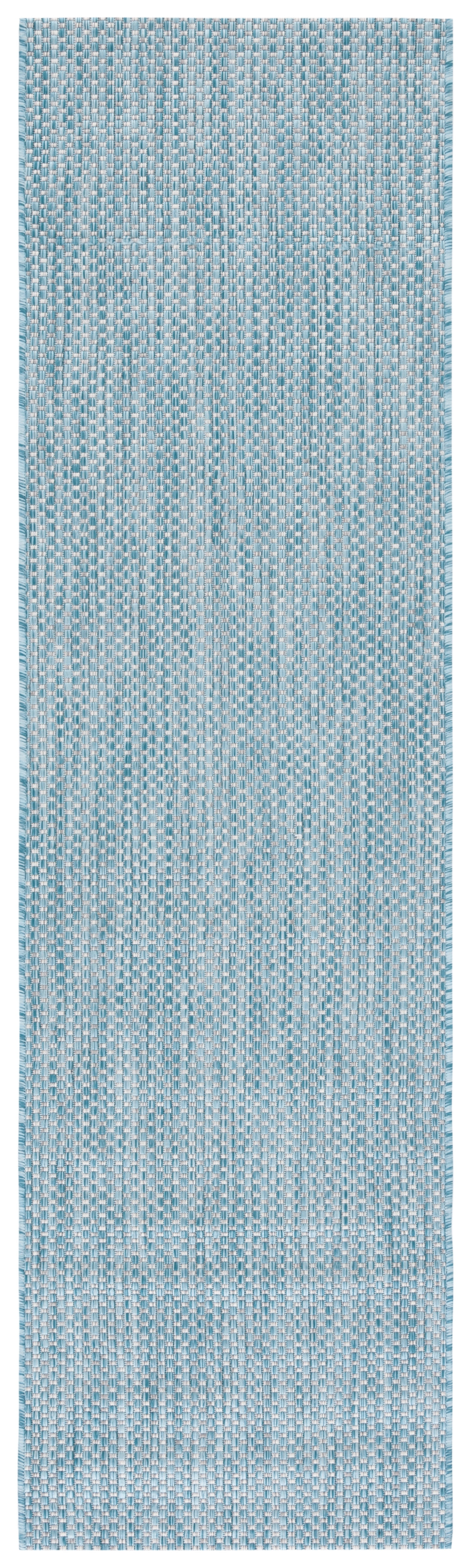 SAFAVIEH Courtyard Finnian Solid Indoor/Outdoor Runner Rug, Aqua/Grey ...