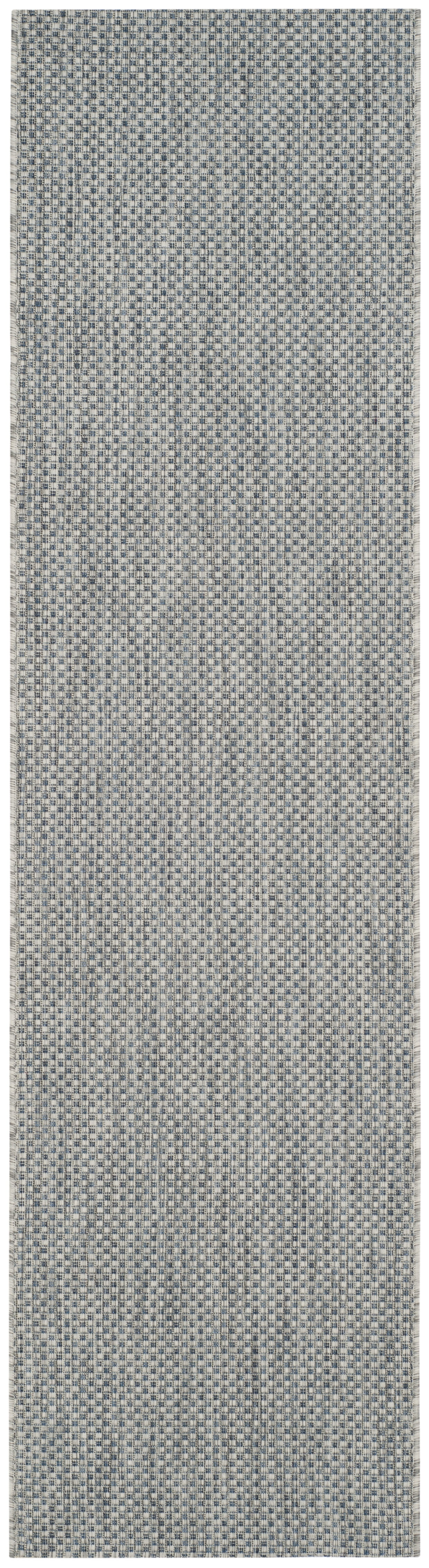SAFAVIEH Courtyard Finnian Solid Indoor/Outdoor Runner Rug, Grey/Navy ...