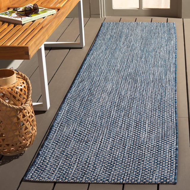Safavieh Courtyard Finnian Solid Indoor/Outdoor Runner Rug, Navy/Gray ...